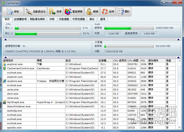加速Windows 7系統效能：Cacheman | T客邦