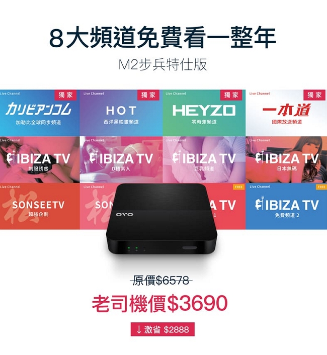 OVO M2 成人特仕版讓老司機合法支持「地下偶像」，東京熱、一本道、加勒比等8大熱門頻道一次看一年 | T客邦
