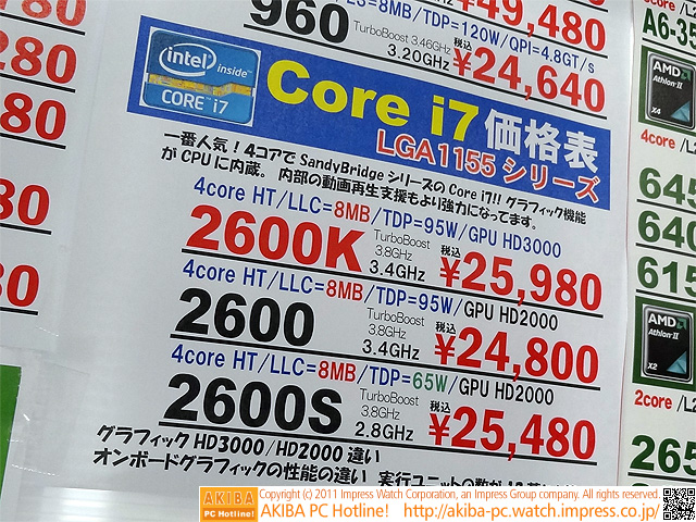 愛妻愛地球，低電壓Core i7-2600S秋葉原開賣 | T客邦