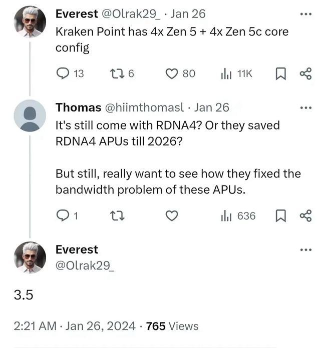AMD 新一代 Kraken Point APU 曝光，4 核 Zen5 + 4 核 Zen5c | T客邦