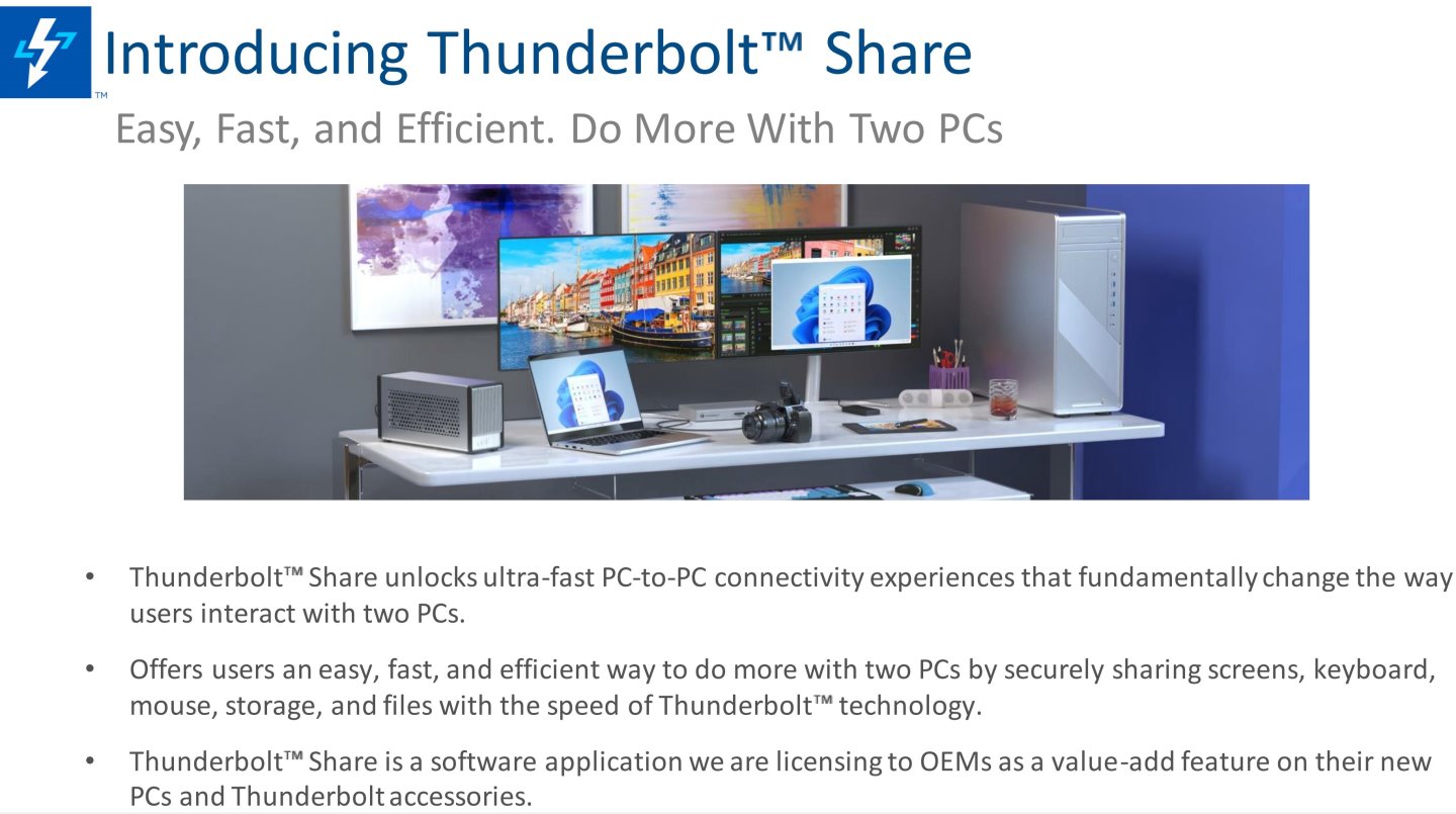 Intel發表Thunderbolt Share軟體，1條線分享檔案、鍵鼠、螢幕、網路 | T客邦